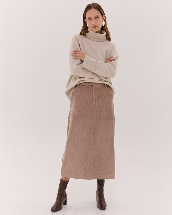 The Roll Neck Jumper & Corduroy Skirt